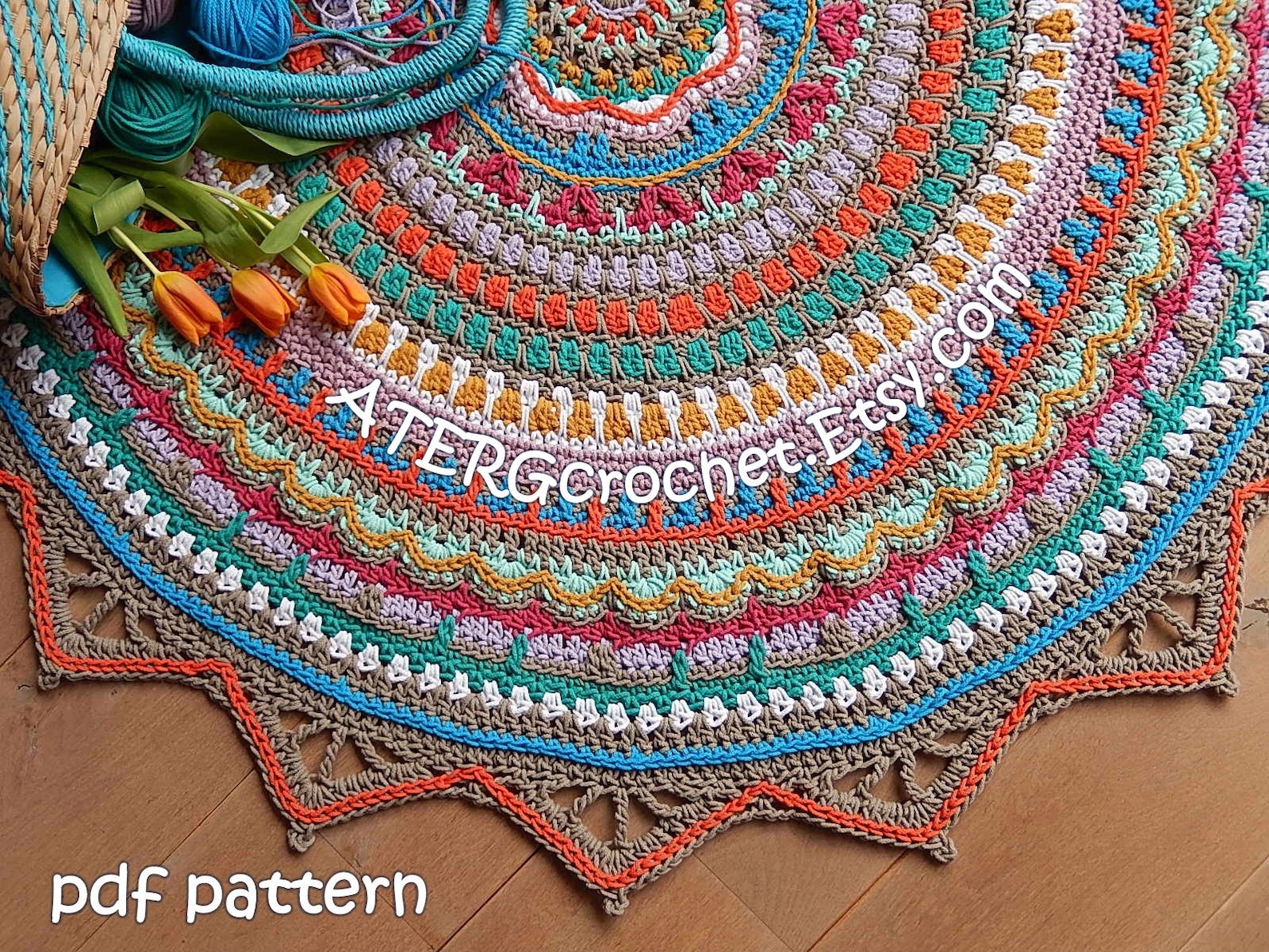 Crochet pattern BOHO RUG Bobbiny cord by ATERGcrochet | Etsy