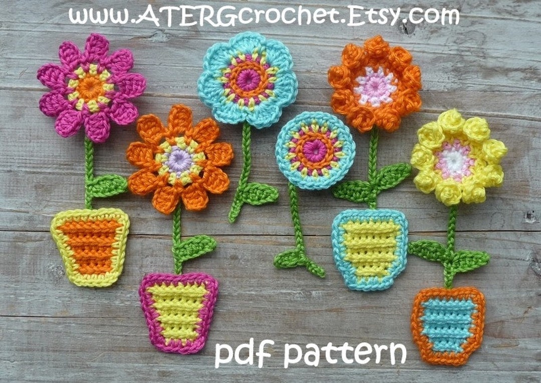 Crochet Pattern FLOWER GARDEN Magnets by Atergcrochet - Etsy