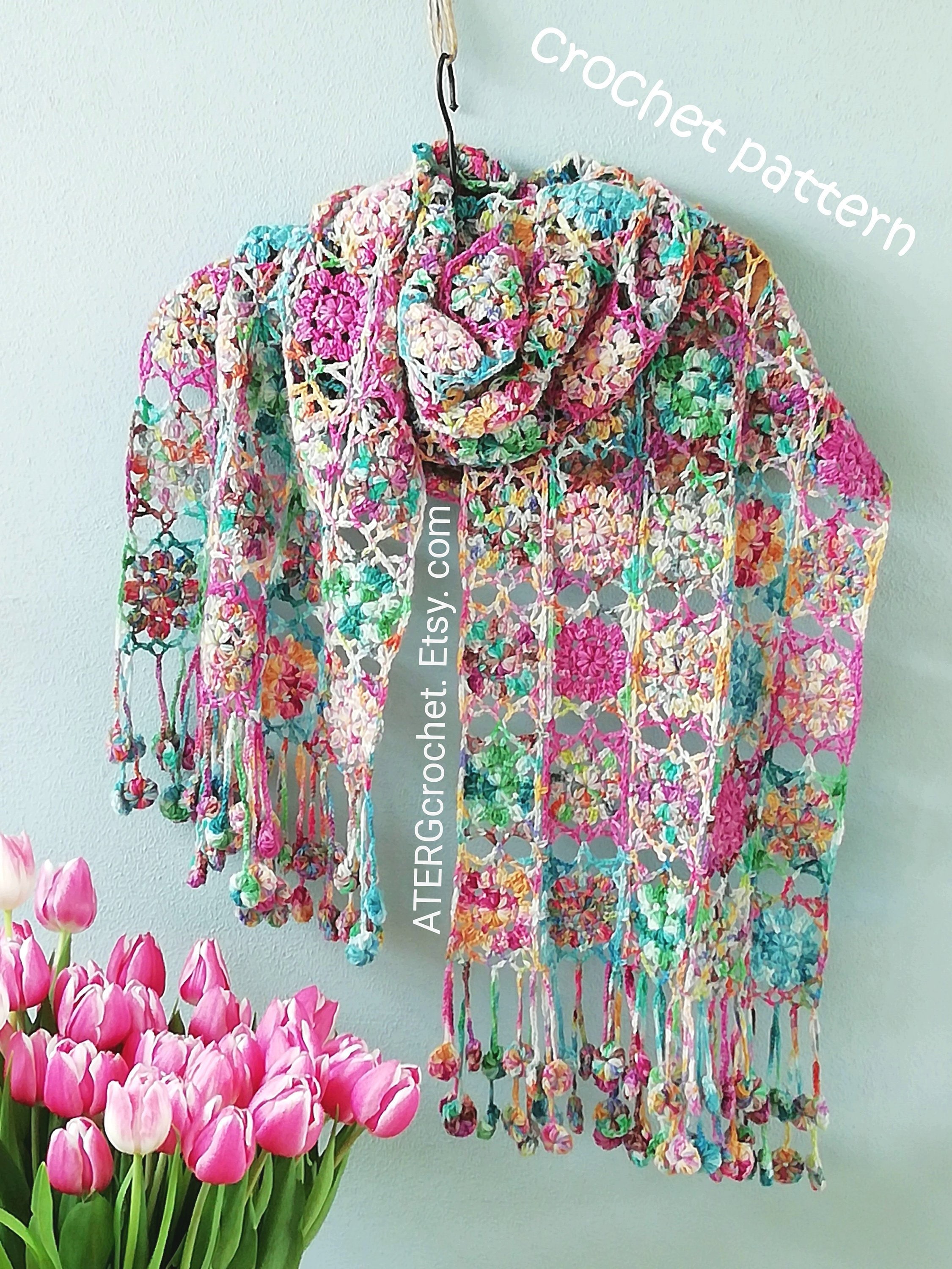 Crochet Pattern Flower Square Shawl by Atergcrochet - Etsy Australia