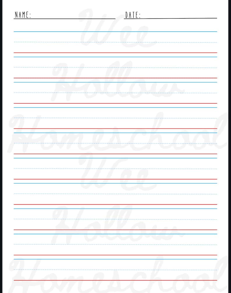 Kids Elementary Primary Kindergarten Lined Colored Handwriting Paper - Etsy