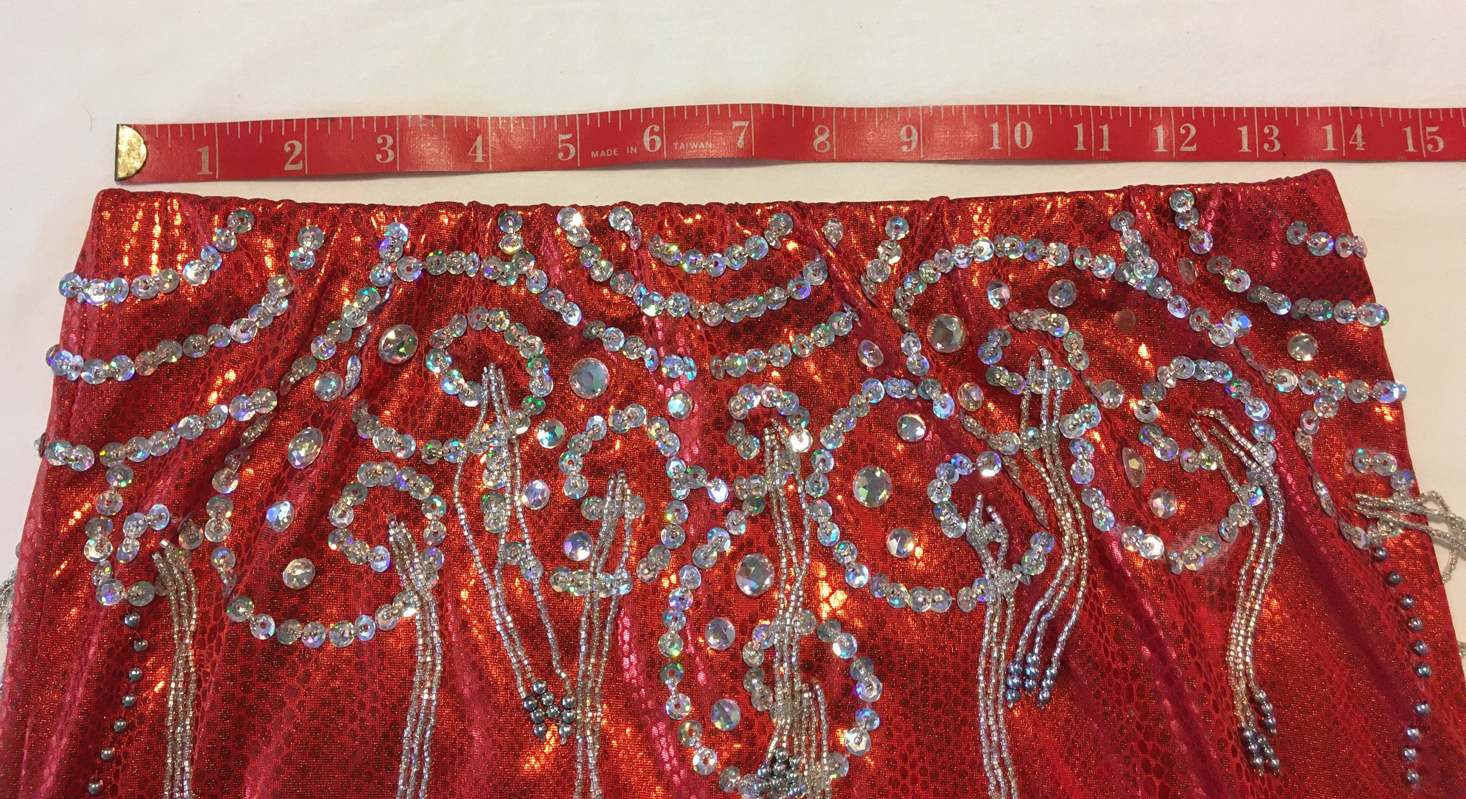 Red Cabaret Belly Dance Costume With Sequins and Beaded Fringe - Etsy