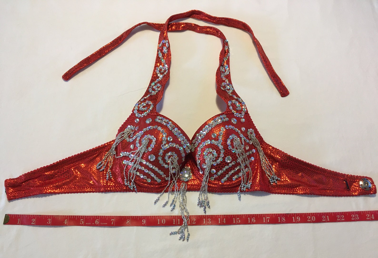 Red Cabaret Belly Dance Costume With Sequins and Beaded Fringe - Etsy