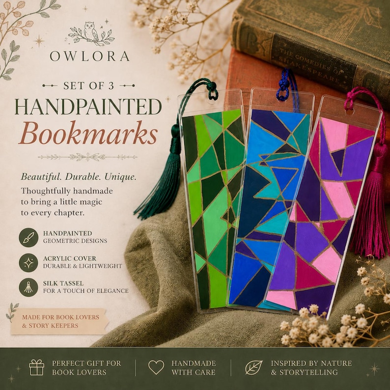 Hand Painted Bookmarks Set of 3 | Stained Glass Pattern | Colorful ...