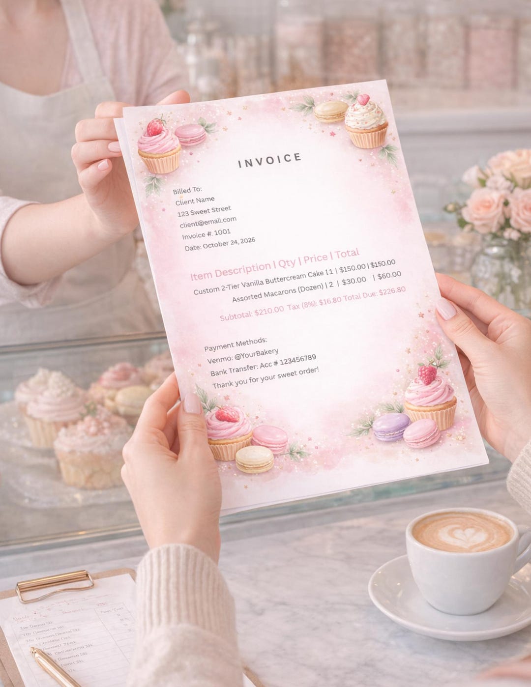 Editable Bakery Invoice Template | Professional Treat Order Form (canva ...