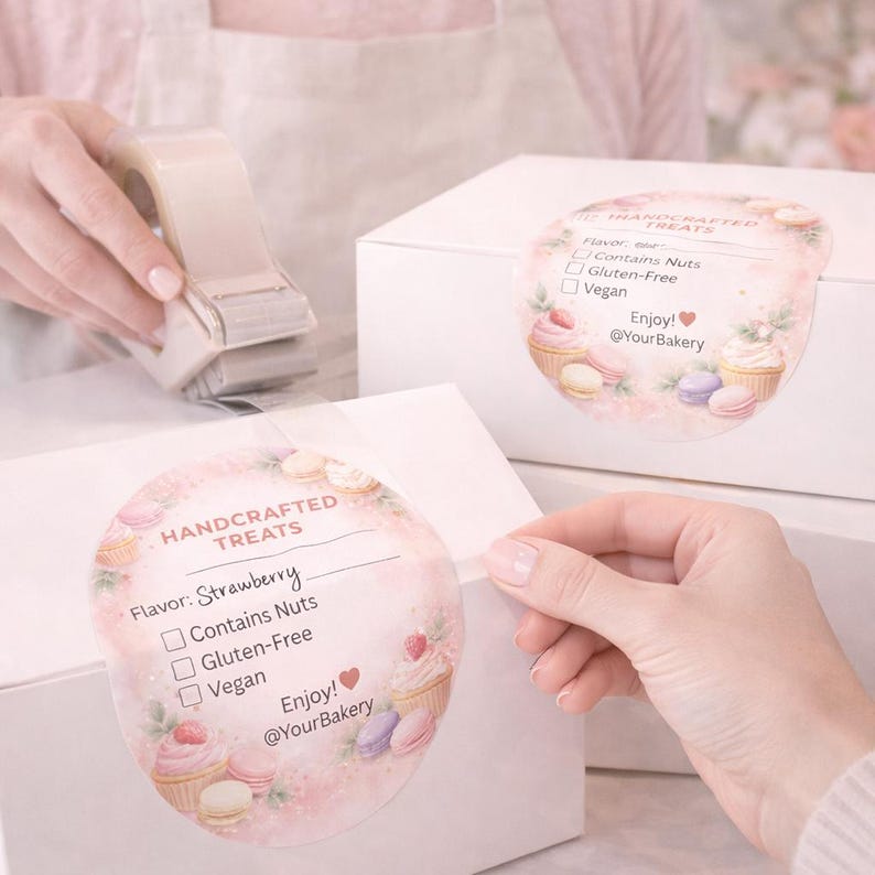 Editable Bakery Sticker Bundle, Custom Box Seal, Allergen Label (canva ...