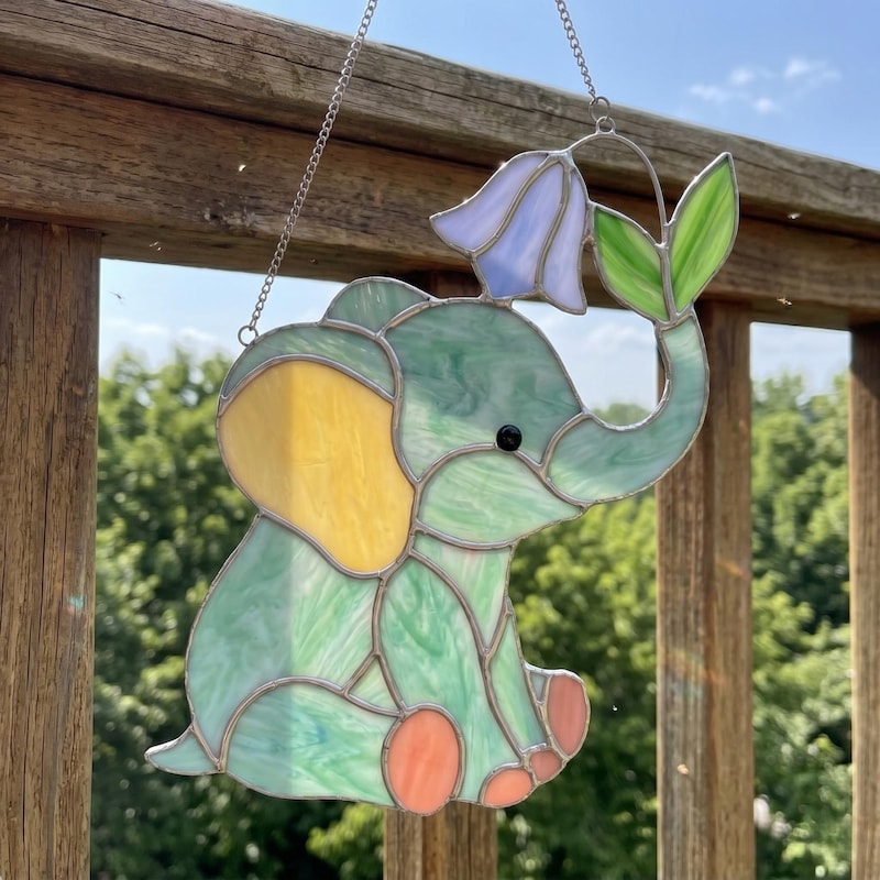 Elephant Glass Wall Decor - Etsy
