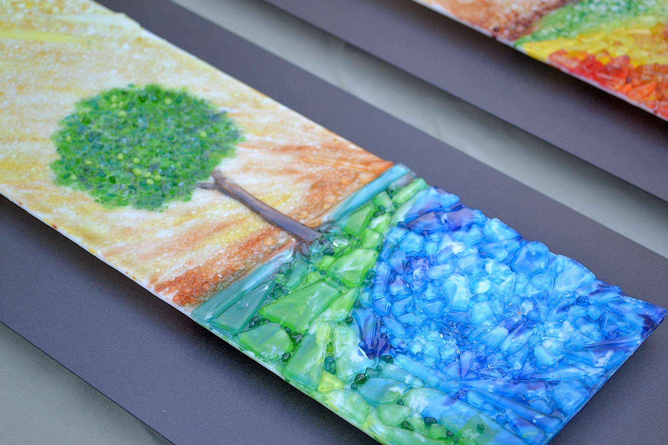 The Four Seasons Kiln Formed Glass With Textured Relief Surface Mounted the-four-seasons-kiln-formed-glass-with-textured-relief-surface-mounted