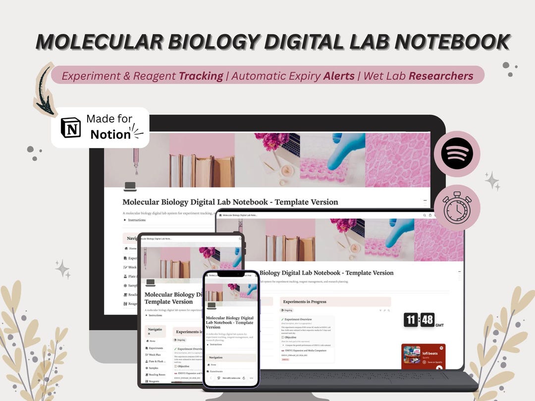 Molecular Biology Lab Notebook Notion Template | Wet Lab Research ...