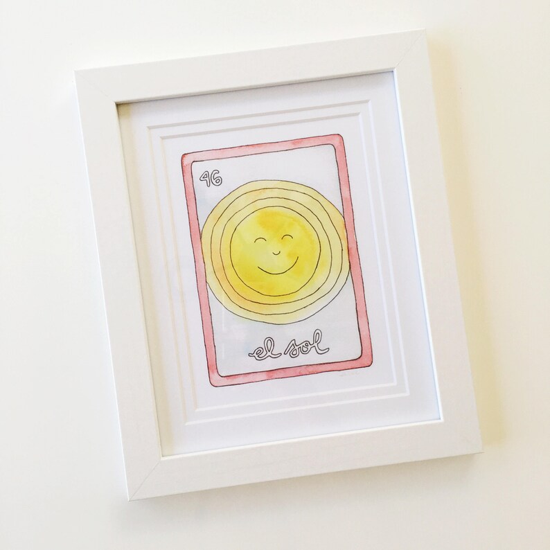 El Sol 6x8 Giclee Loteria Watercolor Print the Sun - Etsy