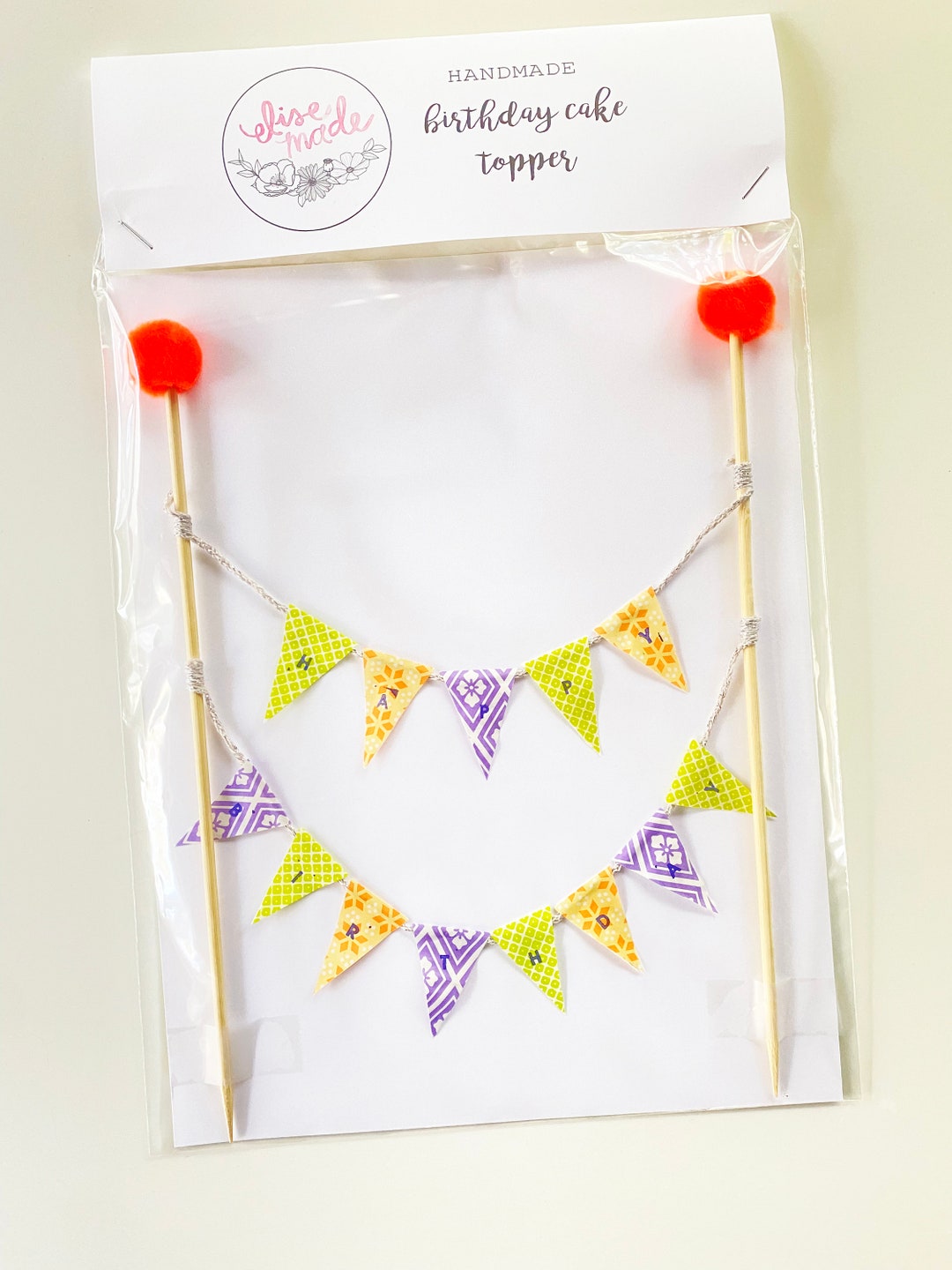 Handmade Paper Flag Birthday Cake Topper - Etsy