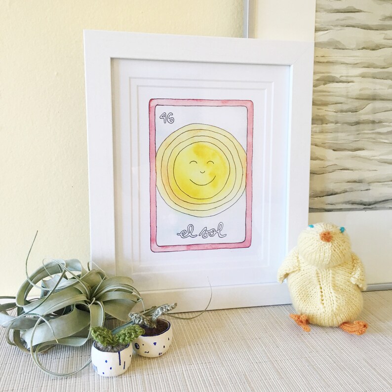 El Sol 6x8 Giclee Loteria Watercolor Print the Sun - Etsy