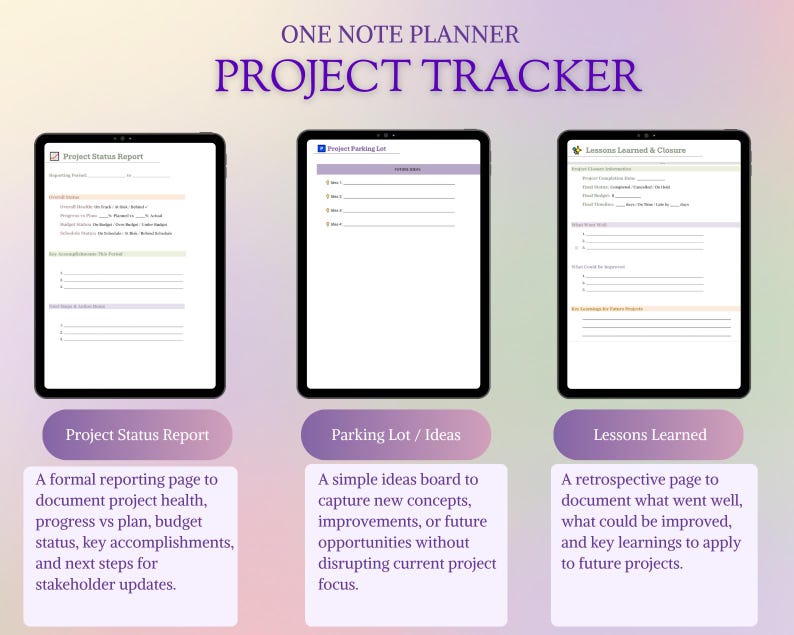 Project Tracker Onenote Template | Project Management, Team Planner ...
