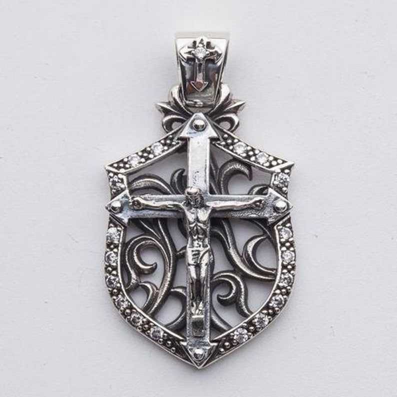 Rocker Jesus Pendant Silver Men's Pendant Crucifix Cross - Etsy