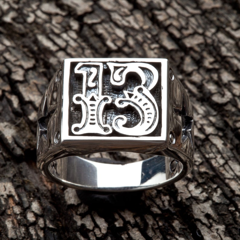 Sterling Silver Ring Biker Ring Number 13 Ring Silver - Etsy
