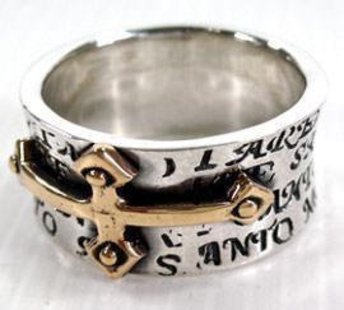 14K Yellow Gold Designer Ring Silver Cross Band Ring Gold | Etsy