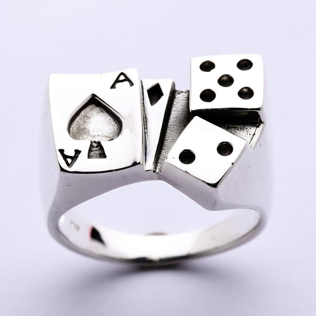 Ace Card Sterling Silver Dice Lucky Gamble Ring - Etsy