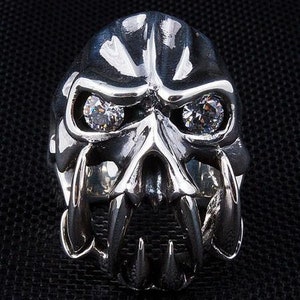 Silver Devil Ring, Fang Ring, Gothic Ring, Men's Ring, Skull Ring by ...