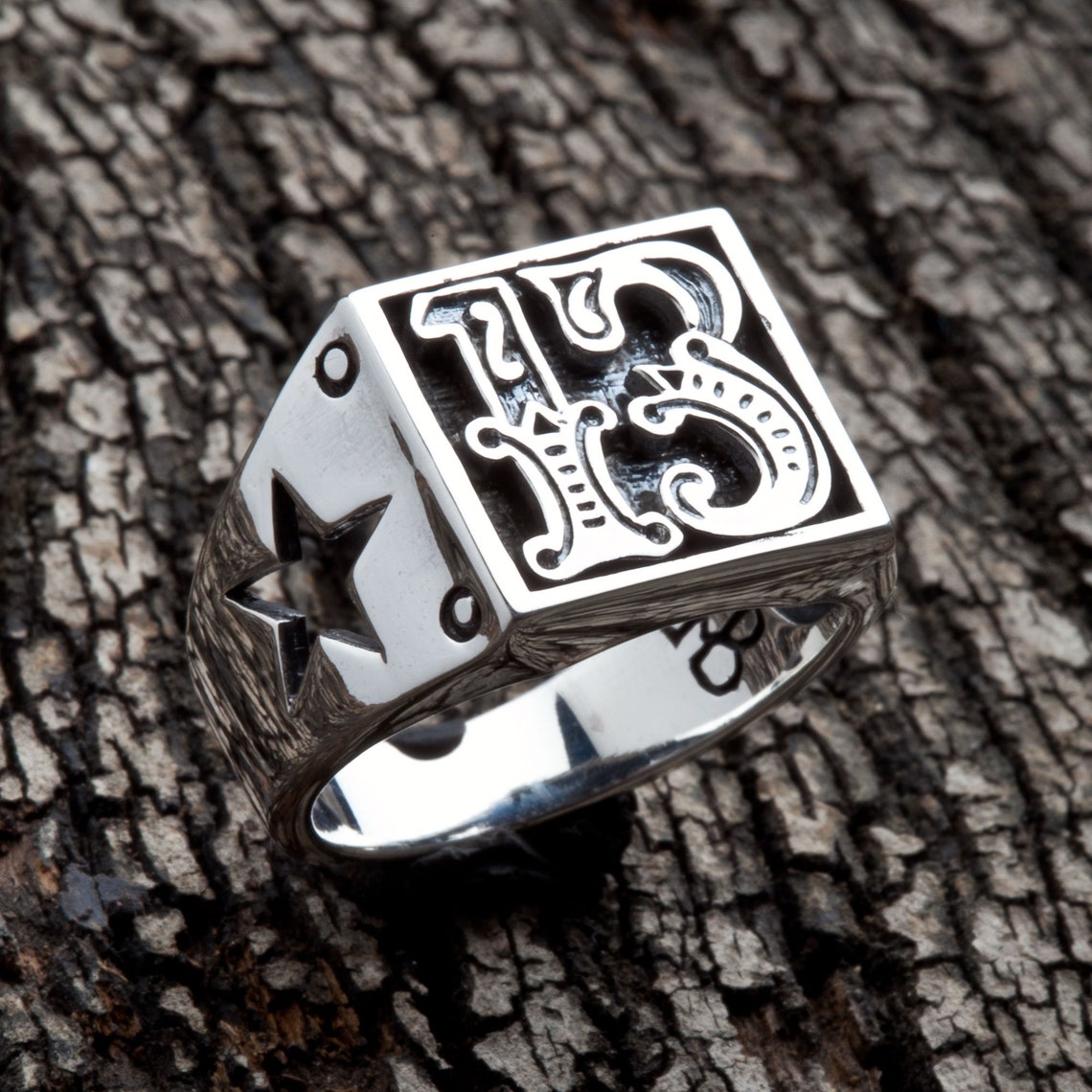 Sterling Silver Ring Biker Ring Number 13 Ring Silver - Etsy