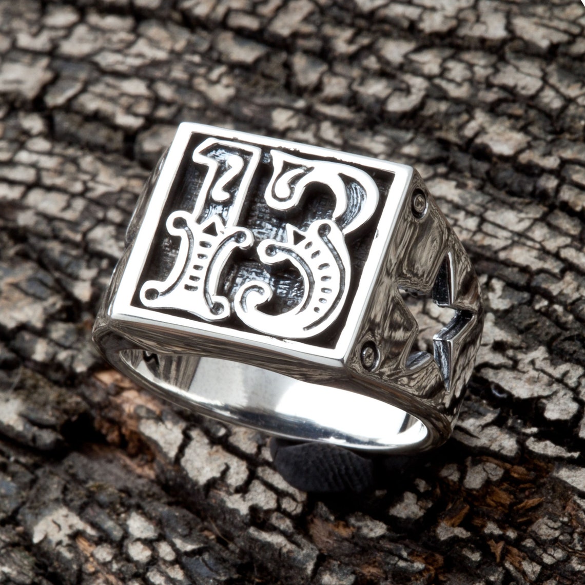 Sterling Silver Ring Biker Ring Number 13 Ring Silver - Etsy