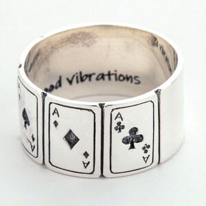 925 Sterling Silver Ace Cards Band Ring - Etsy