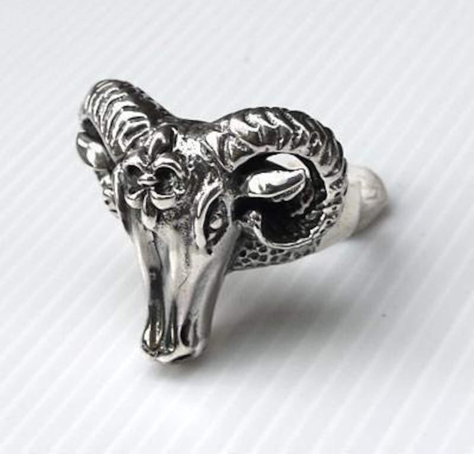 Ram Head Ring Ram Ring Animal Ring Silver Bone Ring - Etsy