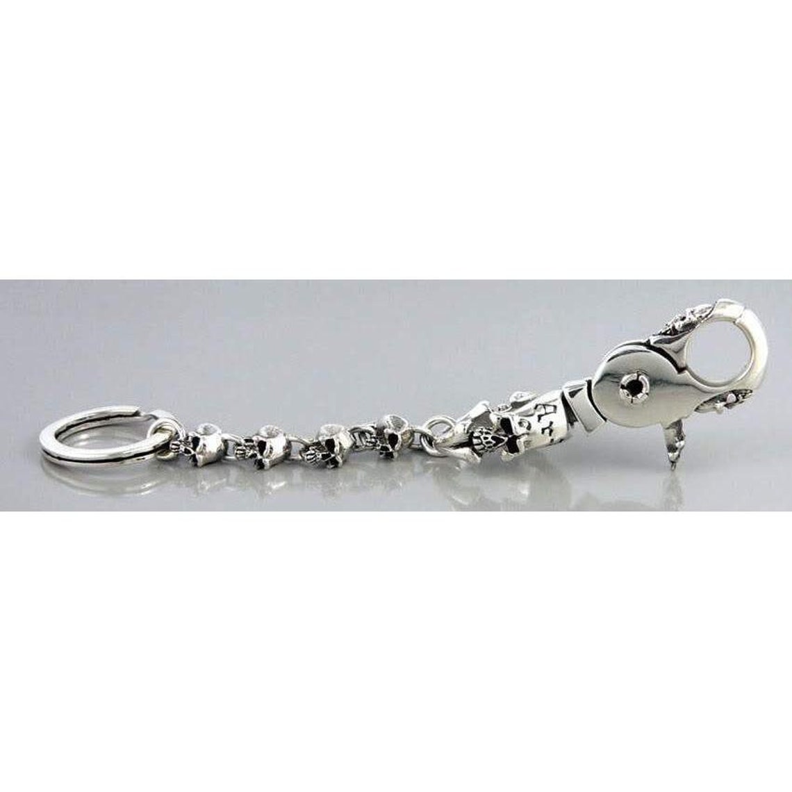 925 Sterling Silver Devil Skull Keychain Gothic Biker Key - Etsy