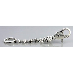 925 Sterling Silver Devil Skull Keychain Gothic Biker Key Chain Wallet ...