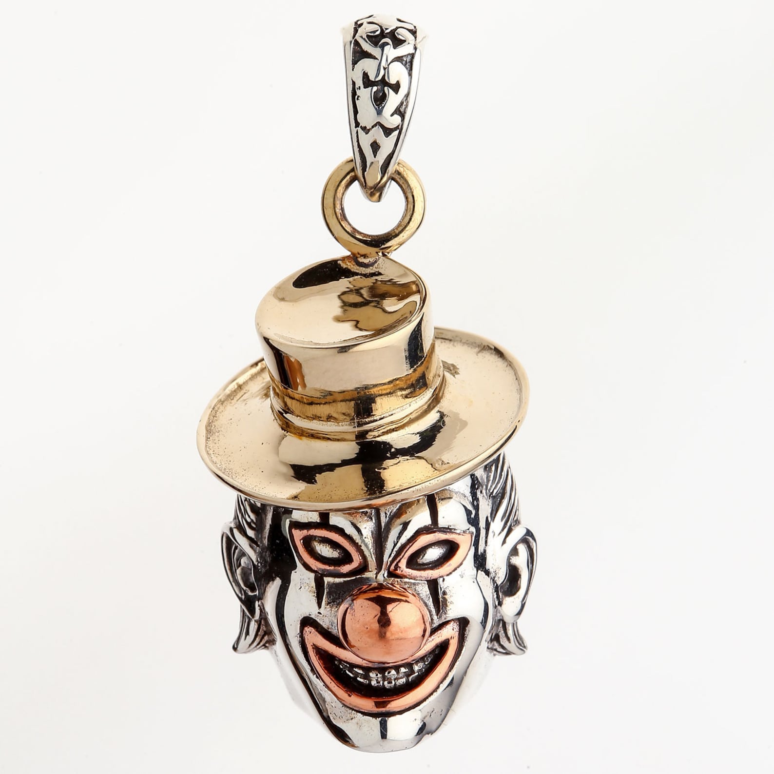 Clown Pendant Necklace Sterling Silver Joker Pendant Necklace | Etsy