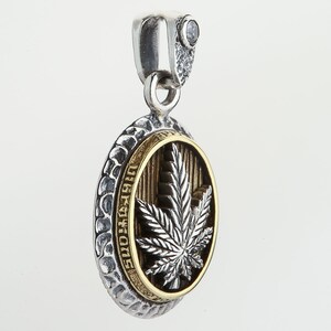 Marijuana Pendant Necklace, Sterling Silver Brass Cannabis Leaf Pendant ...