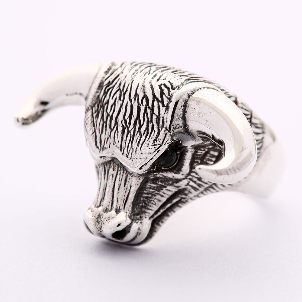Taurus Ring Bull Ring Bull Head Animal Ring Sterling | Etsy