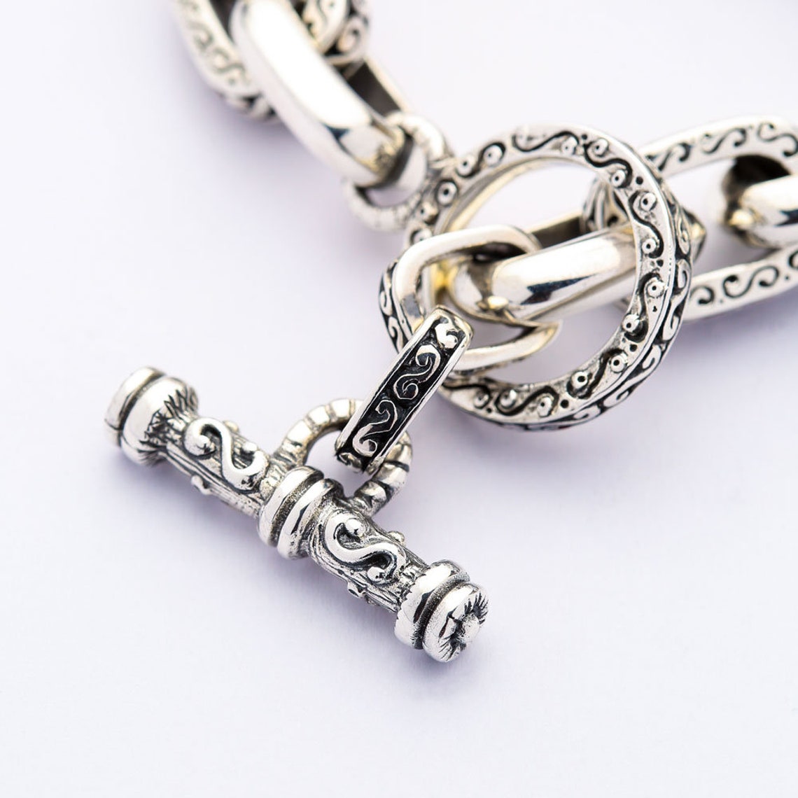 Sterling Silver Tribe Chain Bracelet Tribal Silver Bracelet | Etsy