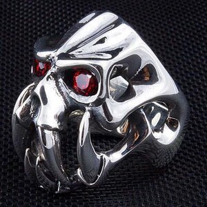 Red Eyes Devil Ring, Fang Ring, Gothic Ring, Men's Ring, Skull Ring by ...