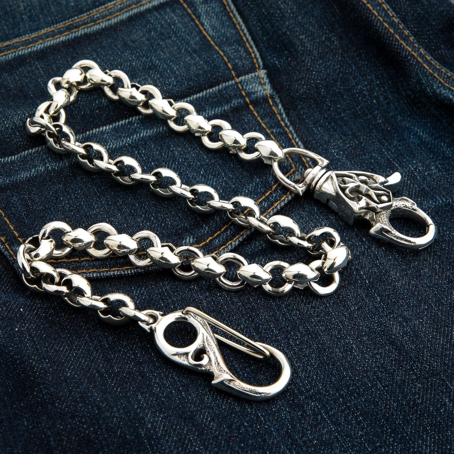 Wallet Chain Sterling Silver Wallet Chain Tribal Biker - Etsy