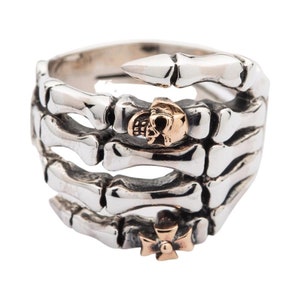 Skull Skeleton Hand Sterling Silver Gothic Ring - Etsy