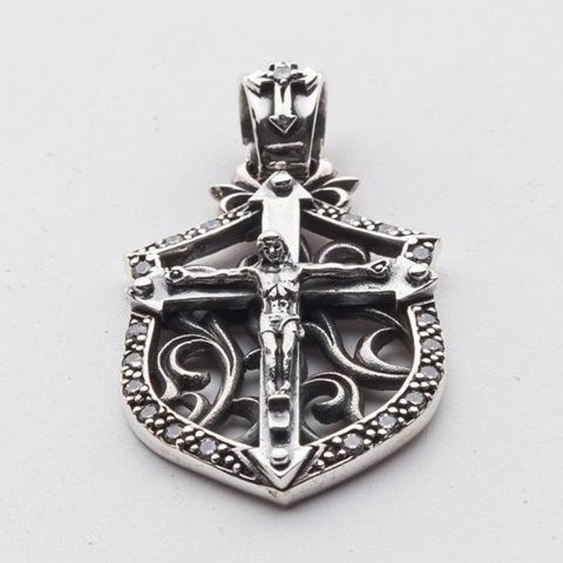 Rocker Jesus Pendant Silver Men's Pendant Crucifix Cross | Etsy
