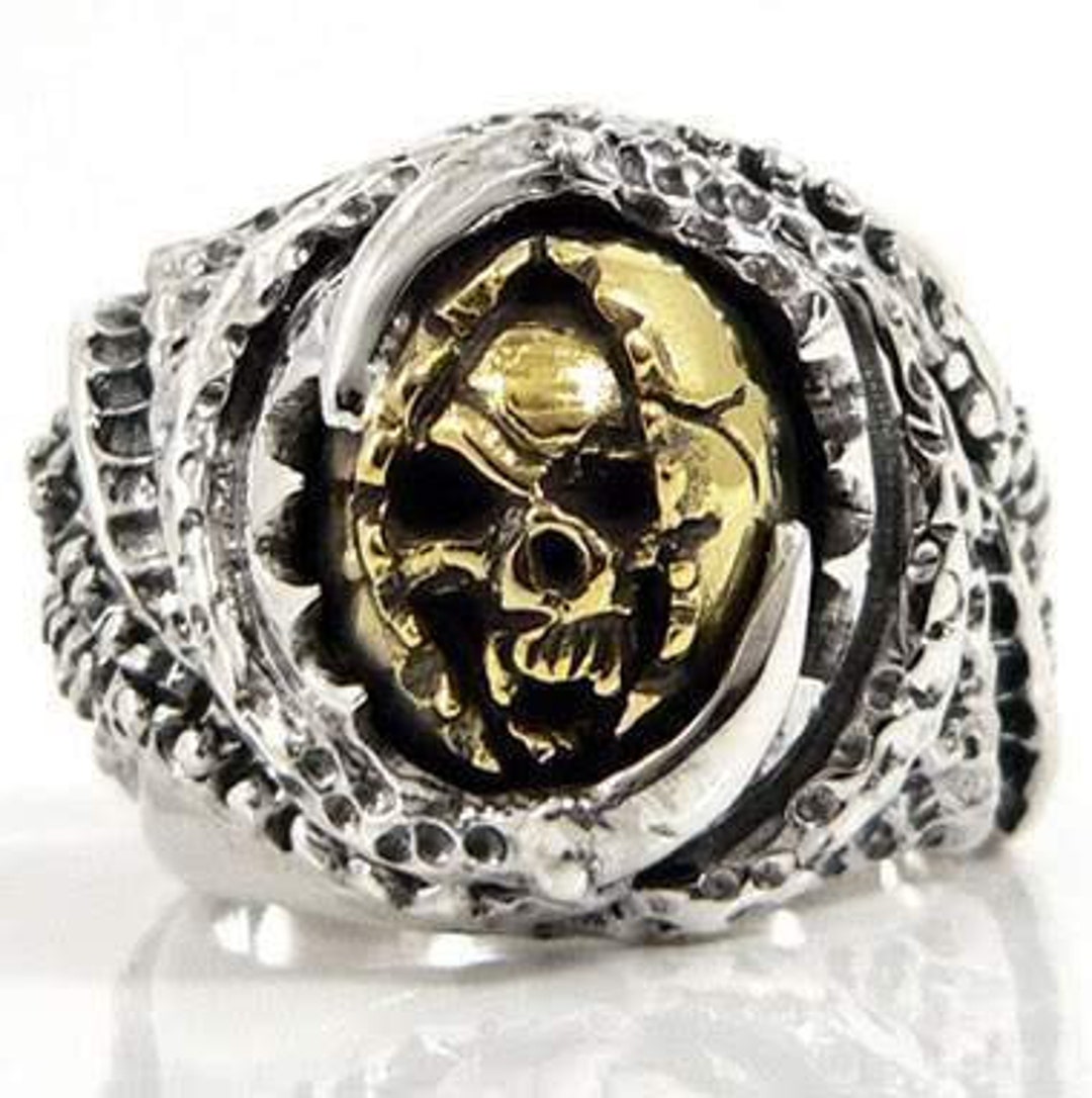Grim Reaper Ring, Gold Skull Ring, Gothic Ring, 925 Sterling Silver ...