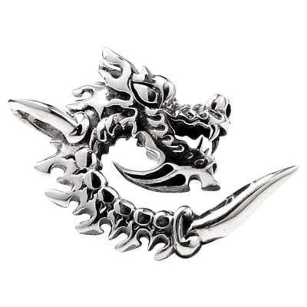 Gothic Flame Blade Dragon Hook 925 Sterling Silver Biker Pendant - Etsy