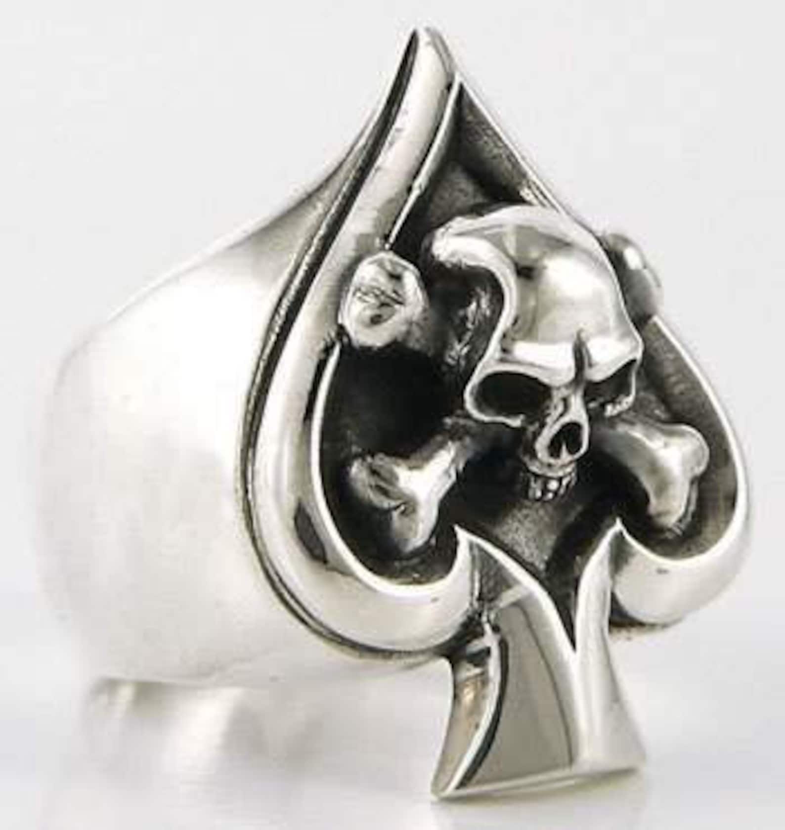 Spade Crossbones Skull Ring Silver Skull Jewelry Spade Ring - Etsy