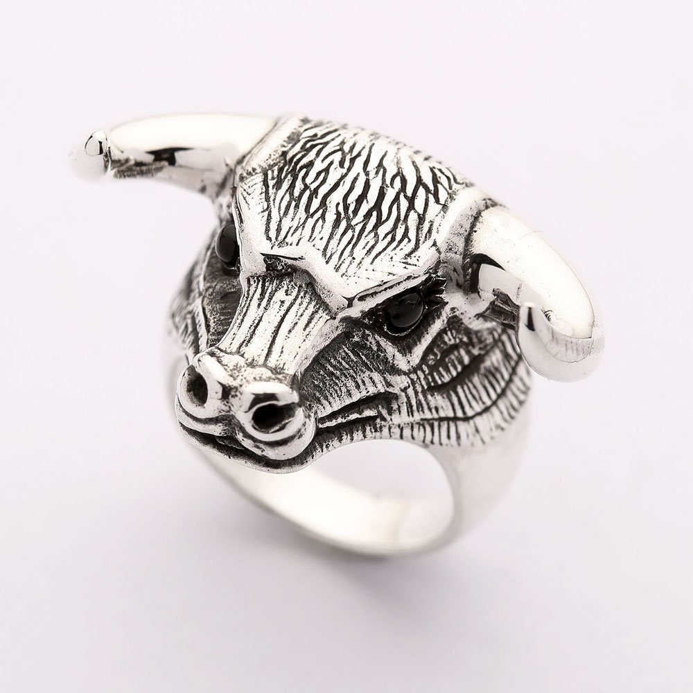 Taurus Ring Bull Ring Bull Head Animal Ring Sterling | Etsy