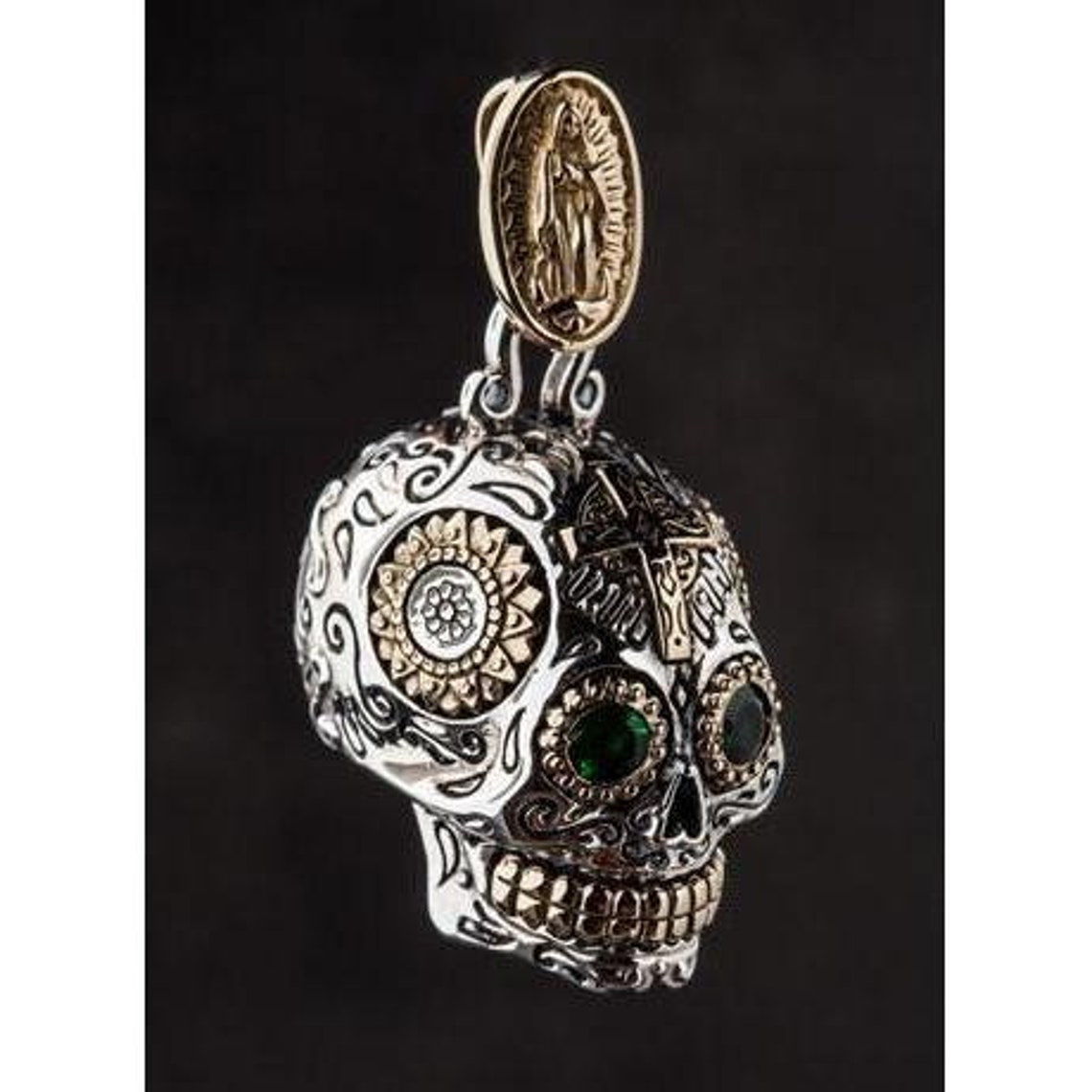 Sugar Skull Sugar Skull Pendant Cross Sugar Skull Brass | Etsy