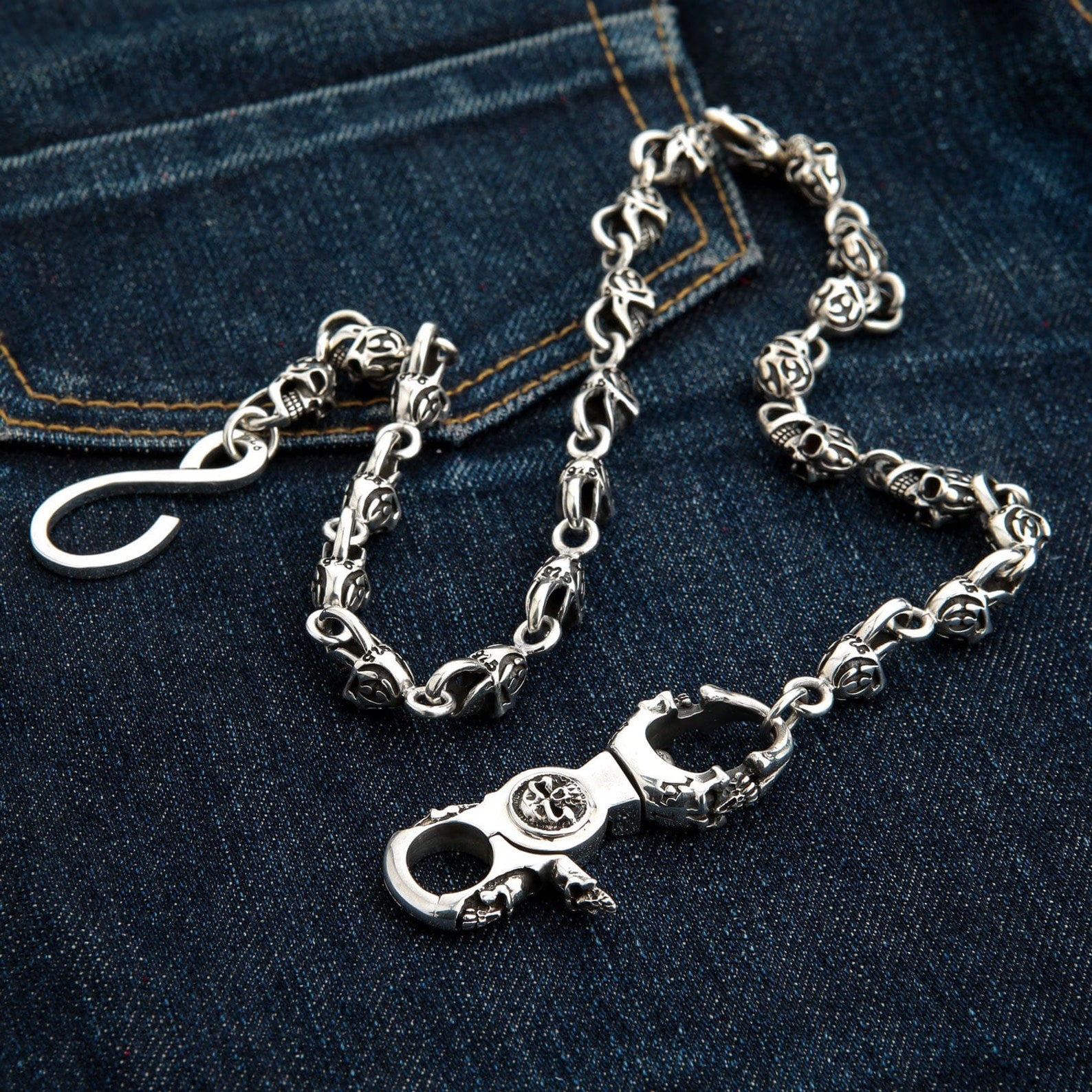 Skull Wallet Chain Silver Skull Chain Men's Silver Chain - Etsy