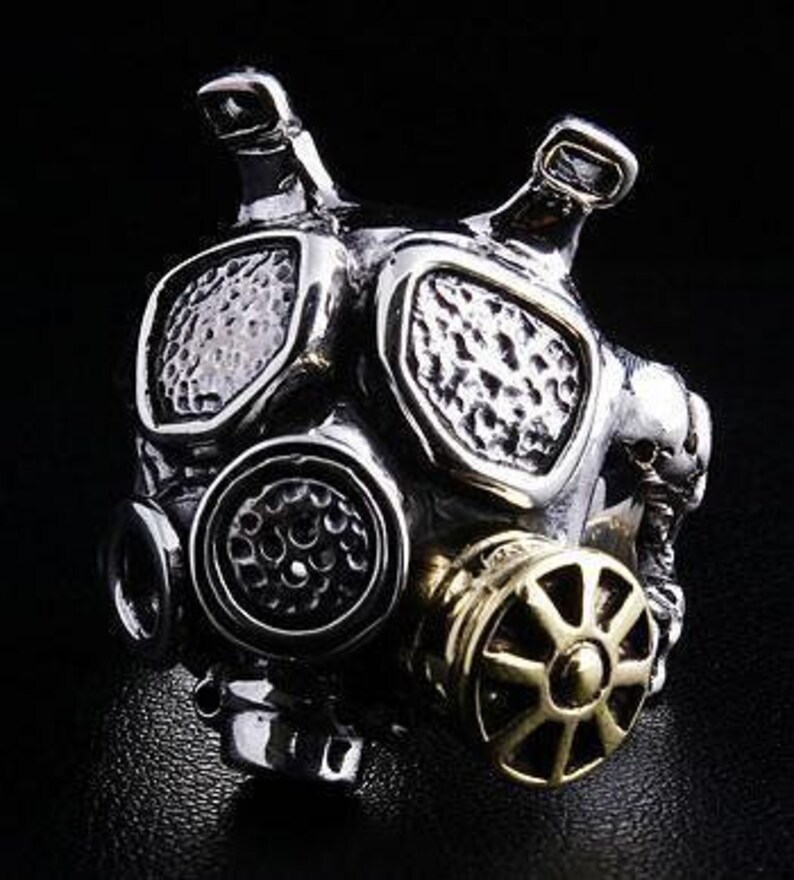 Gas Mask Ring Soldier Ring Army Ring Silver Military Ring | Etsy