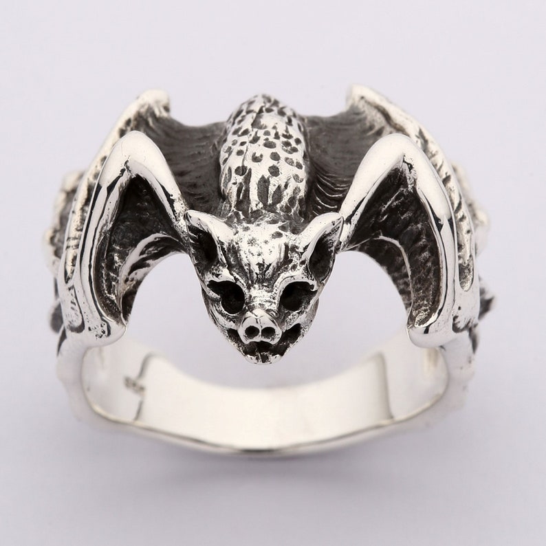 Bat Ring Sterling Silver Animal Ring Wings Ring Vampire | Etsy