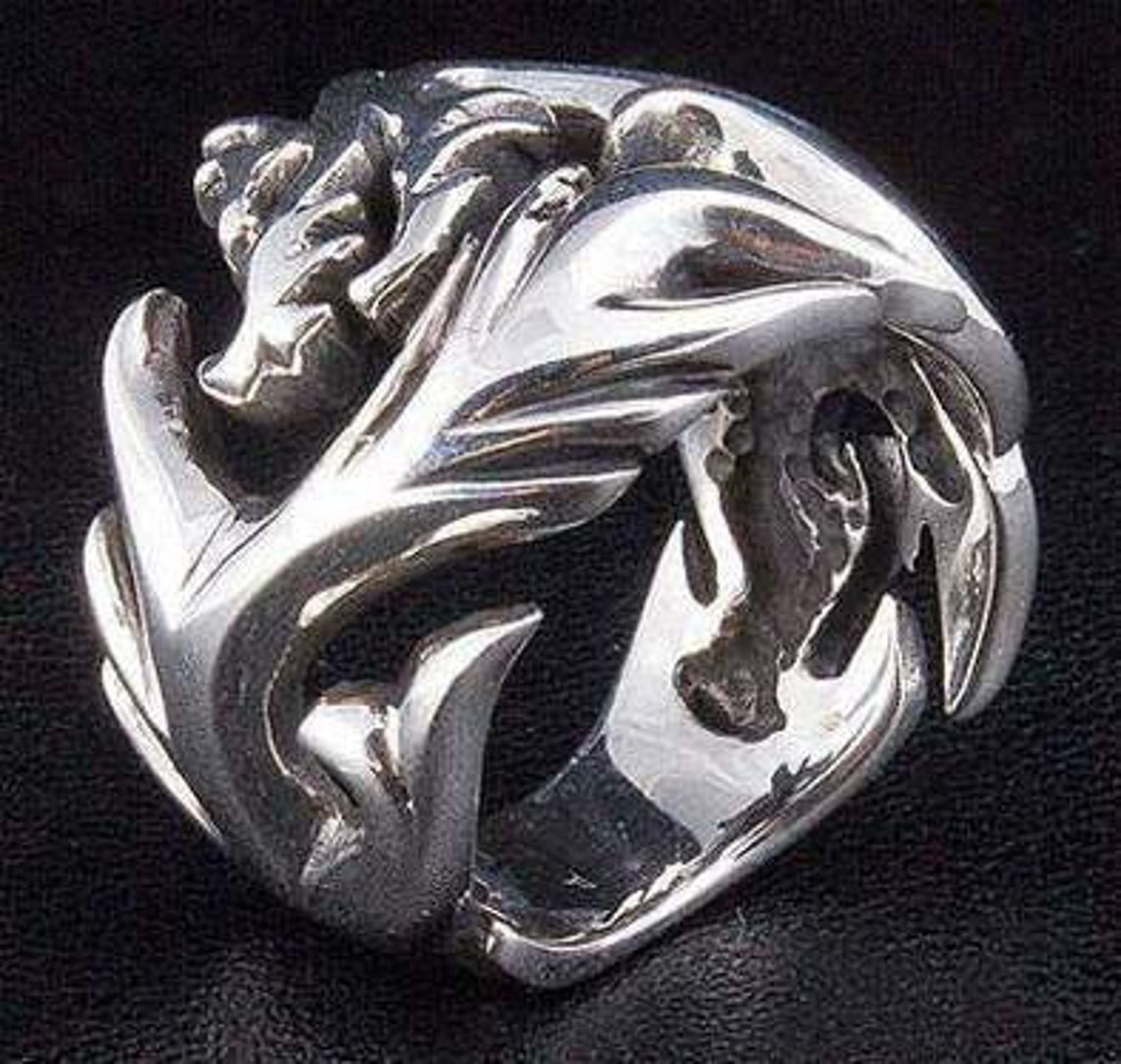 Silver Wolf Ring Dragon Ring Men's Tribal Ring Wolf - Etsy