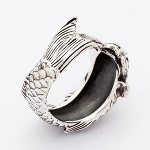 Silver Koi Ring, Koi Tattoo Fish Ring, Carp Ring, Fish Ring, Adjustable Ring by Sterlingmalee - Etsy