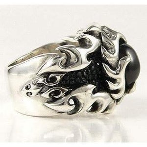 Sterling Silver Flame Stingray Biker Ring - Etsy