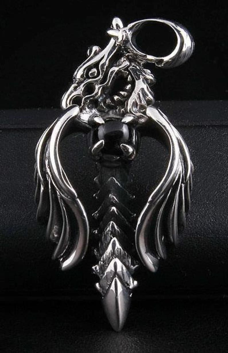 Silver Dragon Pendant 925 Sterling Silver Pendant Gothic - Etsy