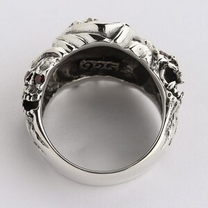 Silver Red Eyes Inferno Skull Rings, Biker Ring Gothic Jewelry - Etsy