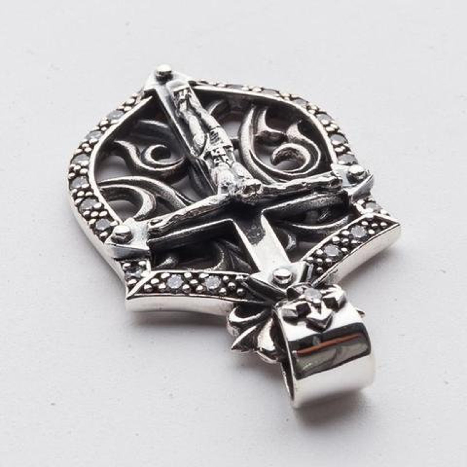 Rocker Jesus Pendant Silver Men's Pendant Crucifix Cross | Etsy