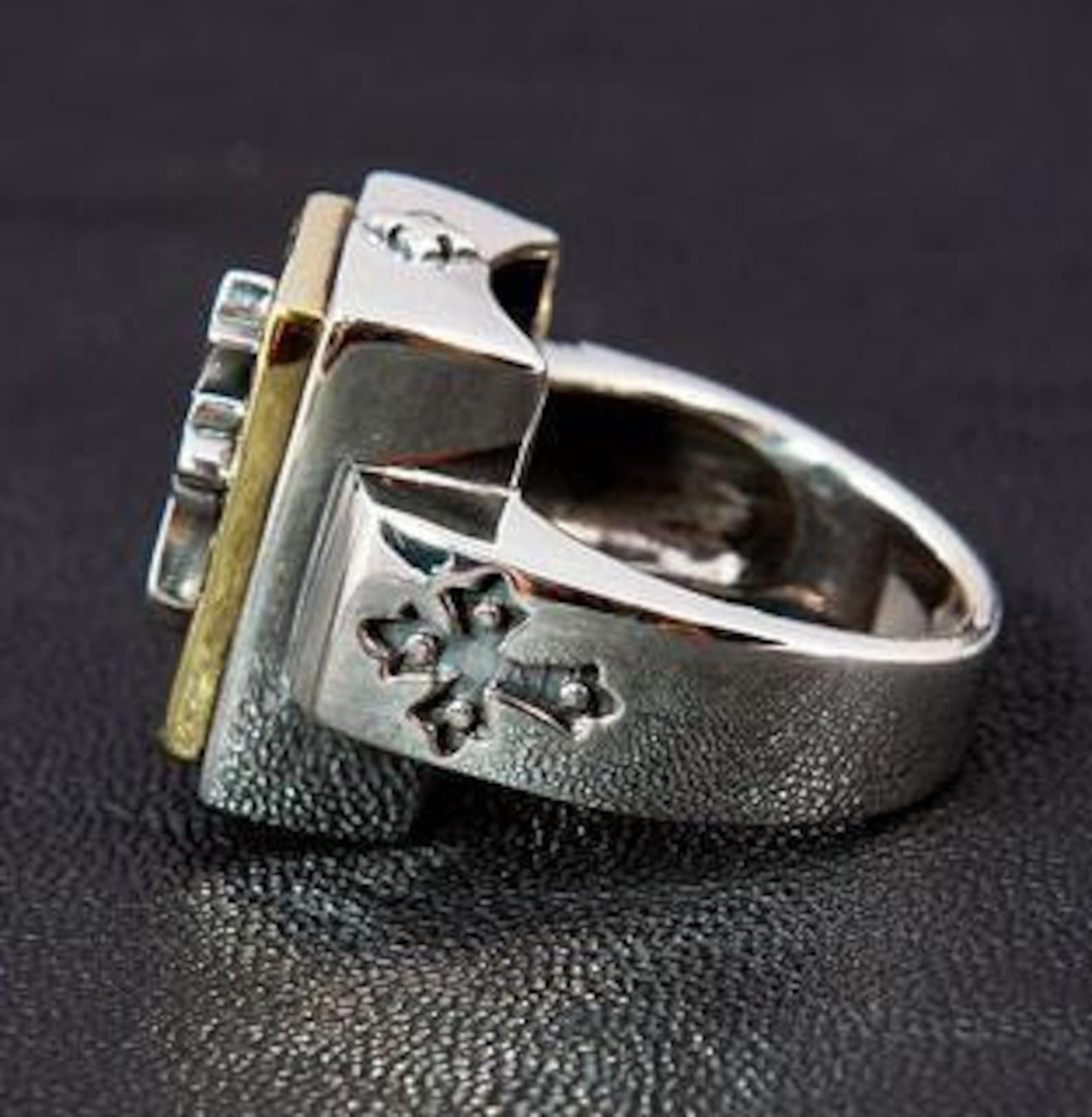 14K Yellow Gold Cross Ring Men's Yellow Gold Ring | Etsy